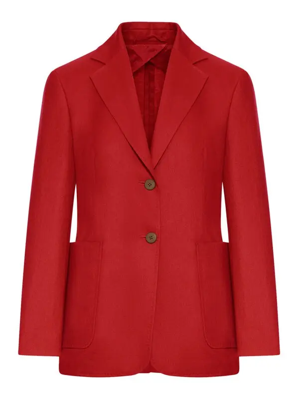 Max Mara Single-breasted Volonta Jacket In Rosso Linen - Multicolor