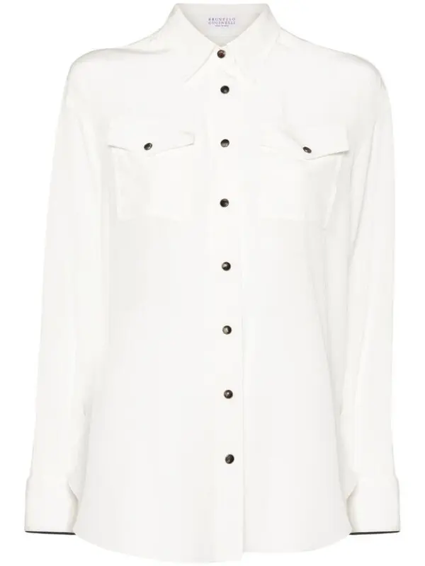 Brunello Cucinelli Long Sleeve Silk Shirt - Multicolor