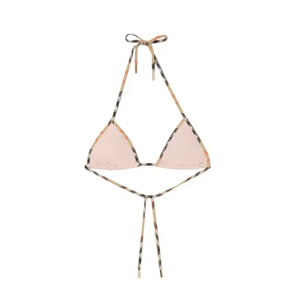 Burberry Bikini Top With Checked Trim - Pink