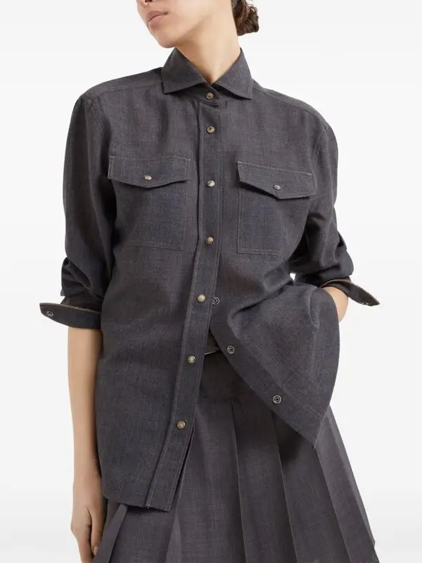 Brunello Cucinelli Long Sleeve Wool Shirt