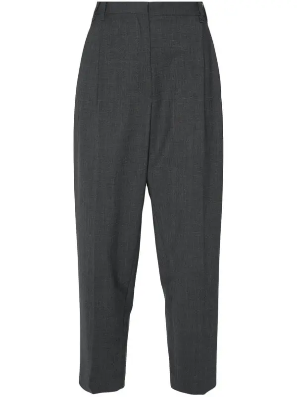 Brunello Cucinelli Wool Relaxed Fit Zip Closure Trousers - Multicolor