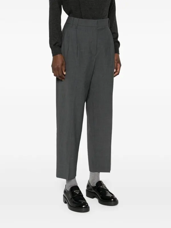 Brunello Cucinelli Wool Relaxed Fit Zip Closure Trousers - Multicolor