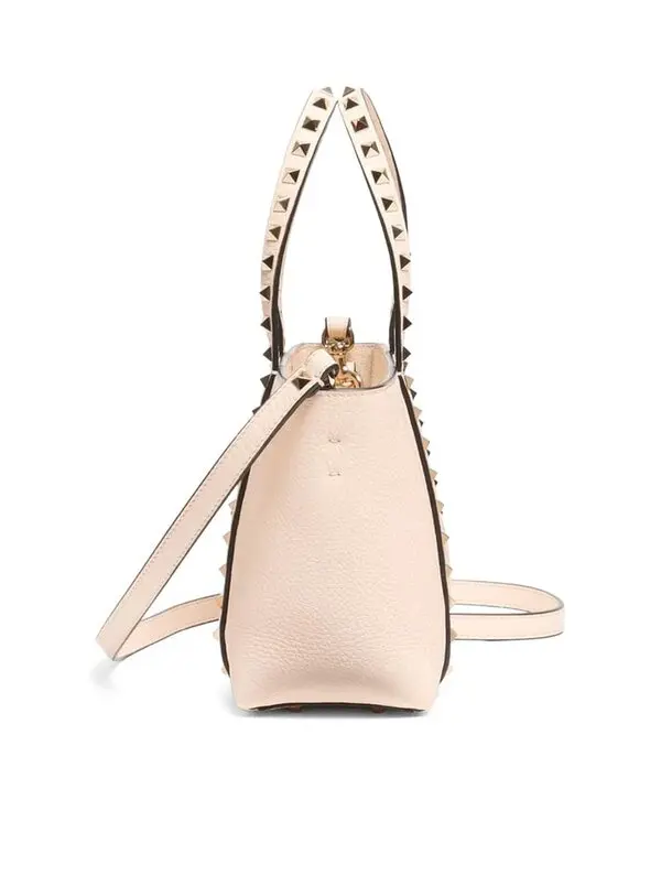 Valentino Garavani Rockstud Mini Tote In Hammered Leather