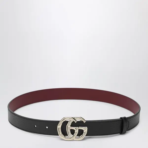 Gucci Leather Belt With Bamboo Gg Marmont Buckle - Black
