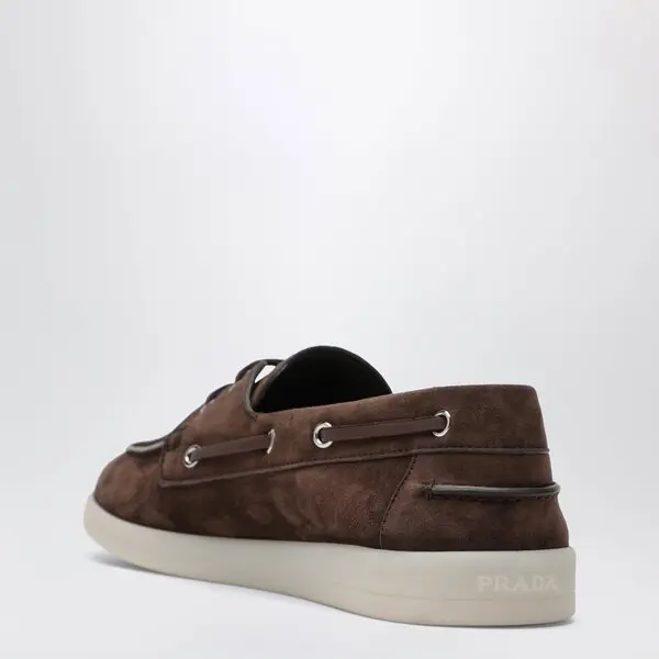 Prada Suede Boat Shoes - Brown