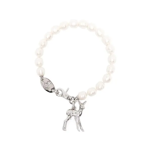 VIVIENNE WESTWOOD Pearl And Deer Charm Bracelet - Silver