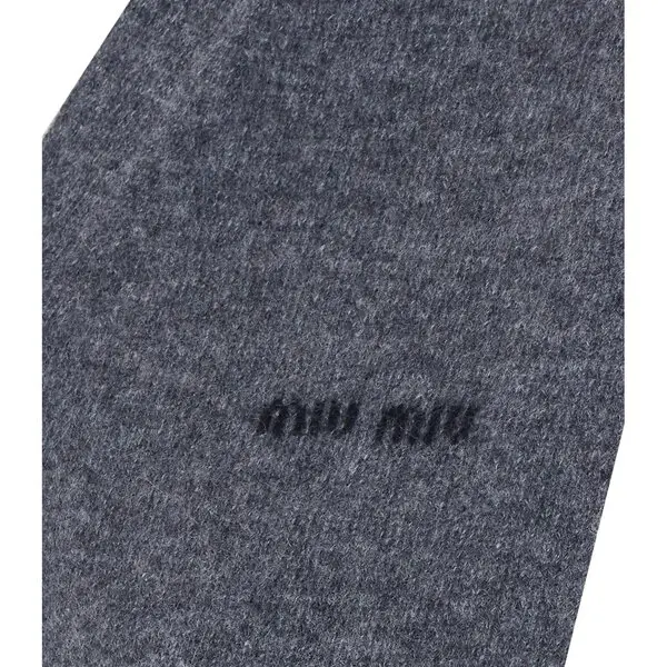 Miu Miu Sleeveless V-neck Cashmere Vest Cardigan With Embroidered Logo - Gray