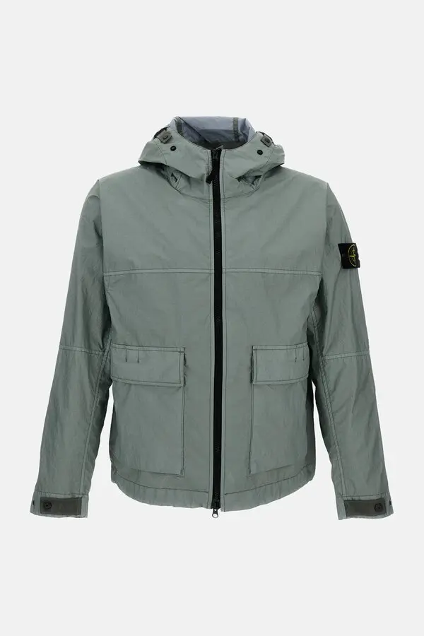 Stone Island Hooded Technical Fabric Short Parka