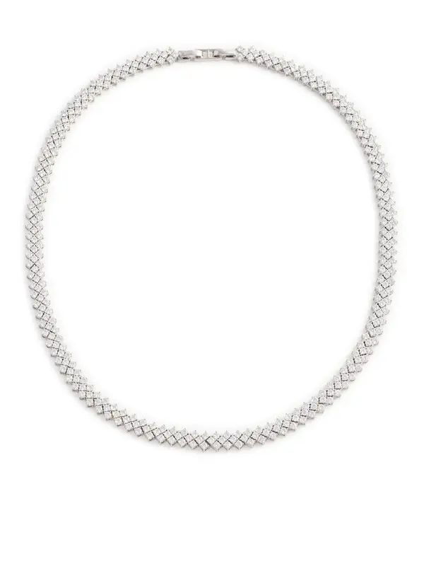 SELF-PORTRAIT Crystal Embellished Necklace - Silver