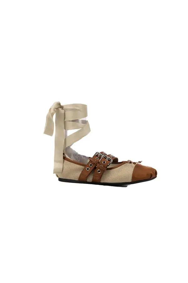 Miu Miu Ballerina Flats With Ribbon Fastening - Multicolor