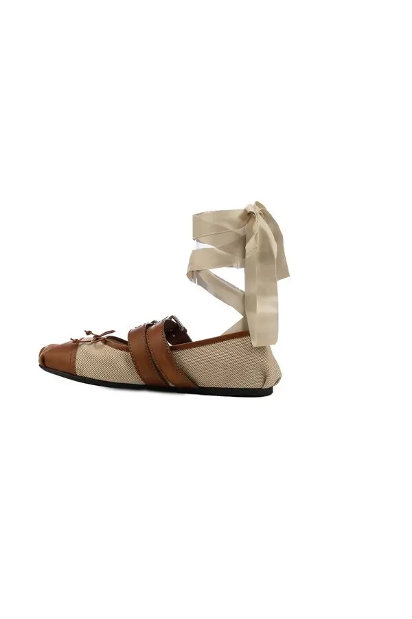 Miu Miu Ballerina Flats With Ribbon Fastening - Multicolor