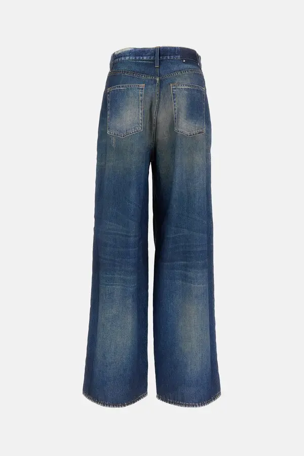 GOLDEN GOOSE Peggy Pant Archive Denim Print Wide Leg Trousers