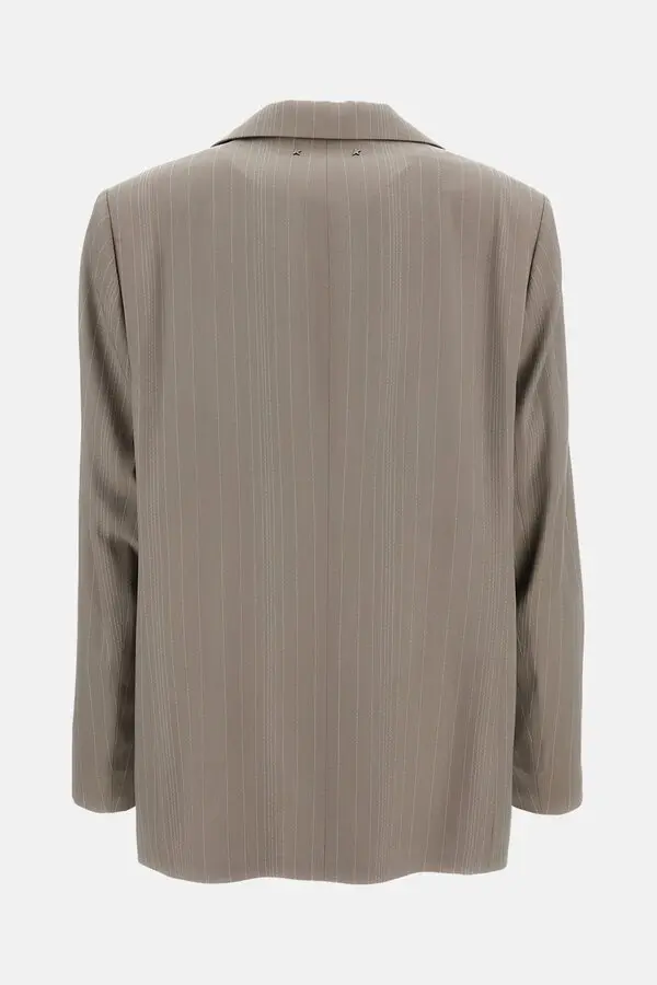 GOLDEN GOOSE Single-breasted Pinstripe Blazer With Brooch - Multicolor