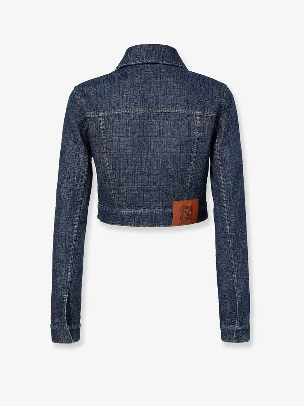 Fendi Padded Ff Motif Cropped Denim Jacket - Multicolor