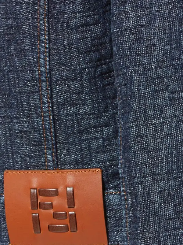 Fendi Padded Ff Motif Cropped Denim Jacket - Multicolor