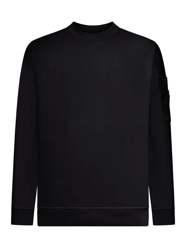 Stone Island Regular Fit Crew Neck Sweatshirt With Seasonal Pocket - Black