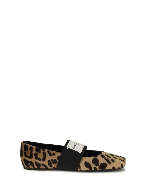 Givenchy Leopard Print Sliced Square Ballerinas - Cream