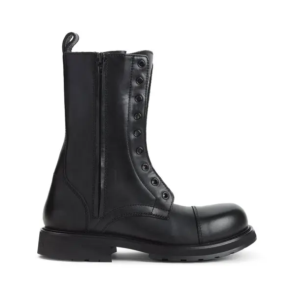 Balenciaga Truck Lace-up Leather Boots - Black