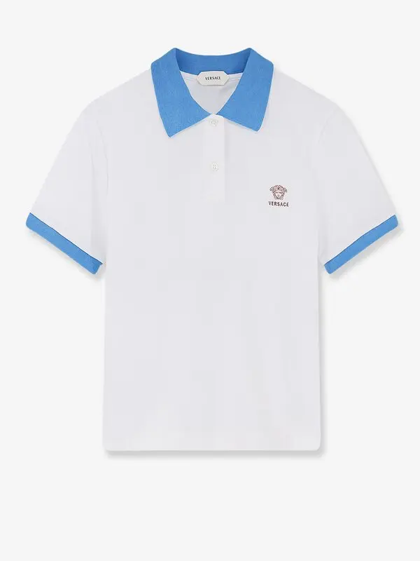 Versace Cotton Polo Shirt With Medusa Embroidery - Multicolor