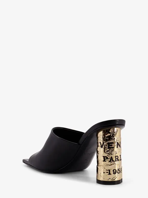 Givenchy Leather Square Toe Sandals With Logo Detail Heel