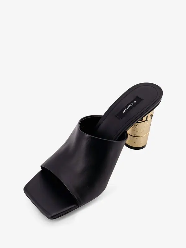 Givenchy Leather Square Toe Sandals With Logo Detail Heel