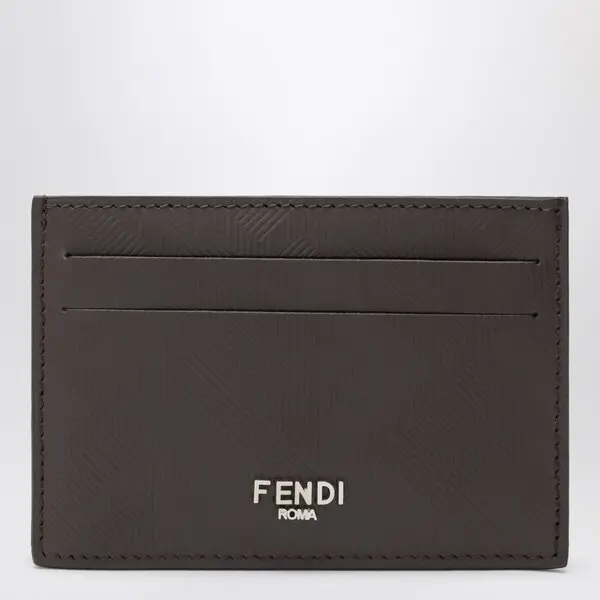 Fendi Slim Leather Shadow Card Holder - Brown