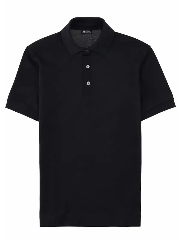 Zegna Polo In Cotone E Seta - Blue