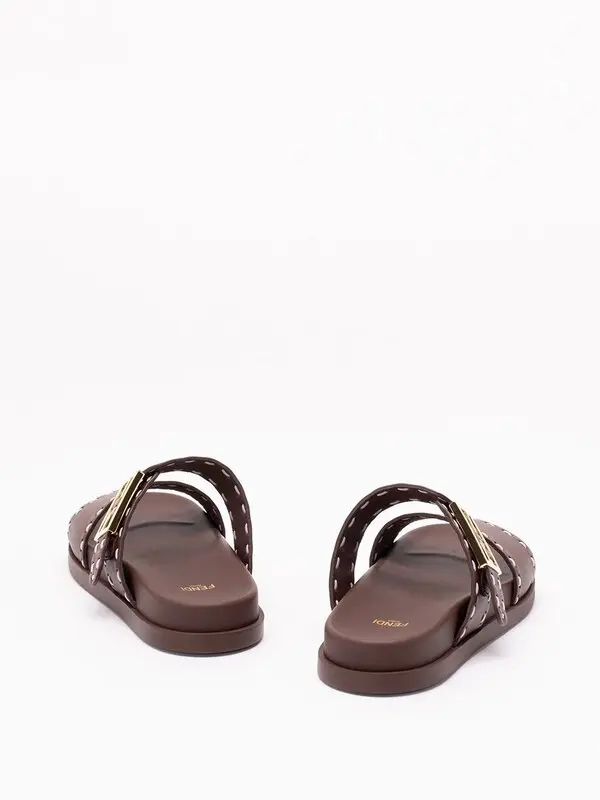 Fendi Calf Leather Slides - Multicolor