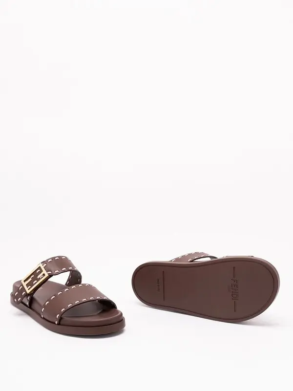 Fendi Calf Leather Slides - Multicolor