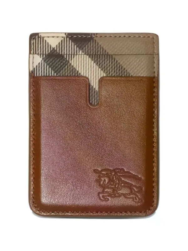 Burberry Pop Check Magnetic Card Case - Brown