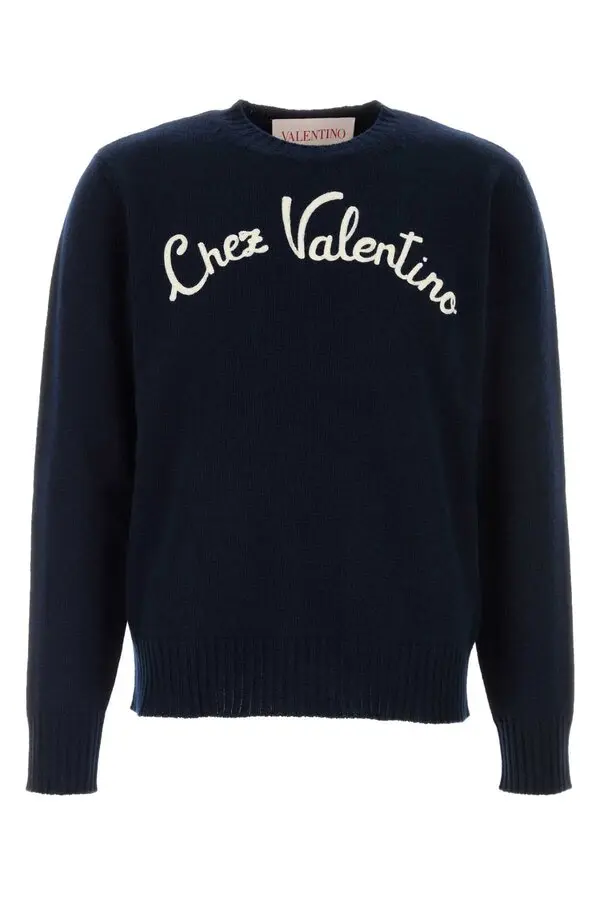 Valentino Garavani Navy Wool Sweater - Blue