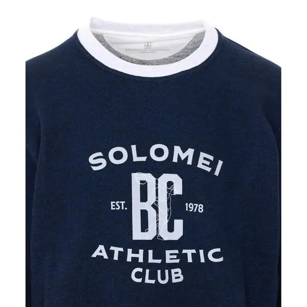 Brunello Cucinelli Melange Sweatshirt With All-over Logo Print - Blue