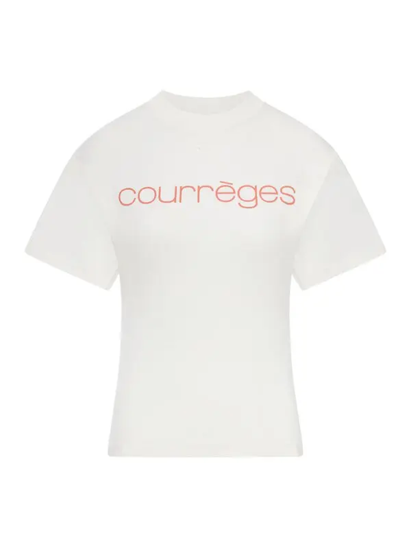 COURREGES Cotton T-shirt With Logo Print - Multicolor