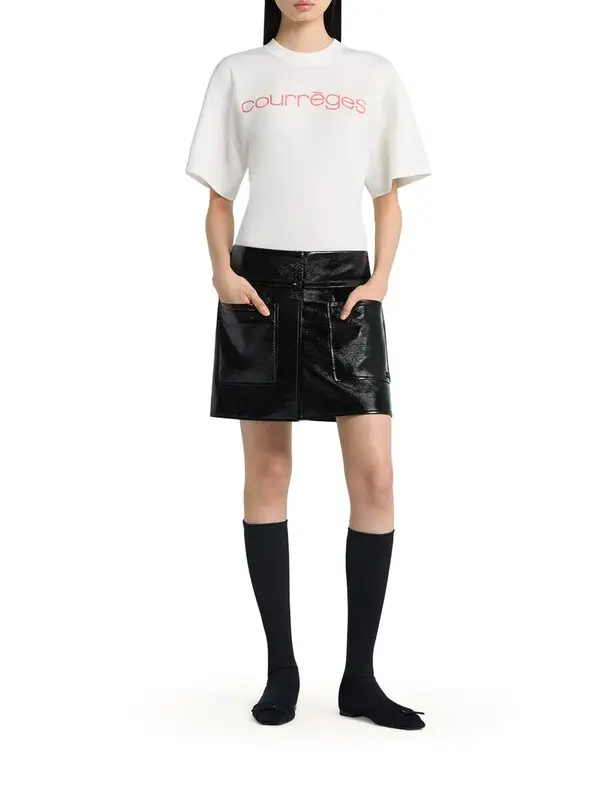 COURREGES Cotton T-shirt With Logo Print - Multicolor