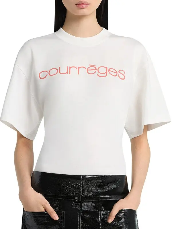 COURREGES Cotton T-shirt With Logo Print - Multicolor