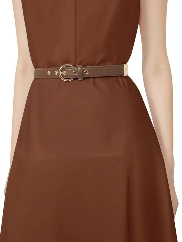 Max Mara Cotton Poplin Fit And Flare Dress With Mandarin Collar