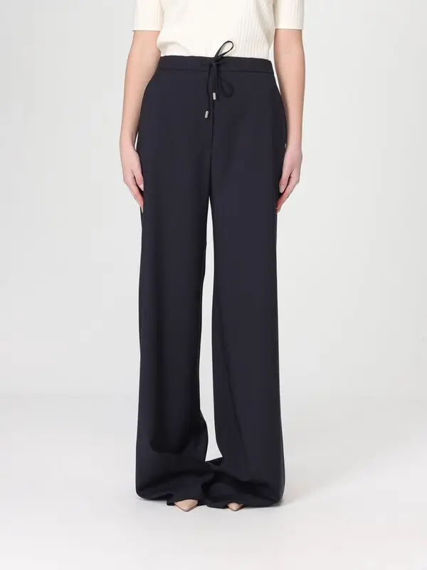 Max Mara Wide Leg Lana Vergine Trousers - Blue