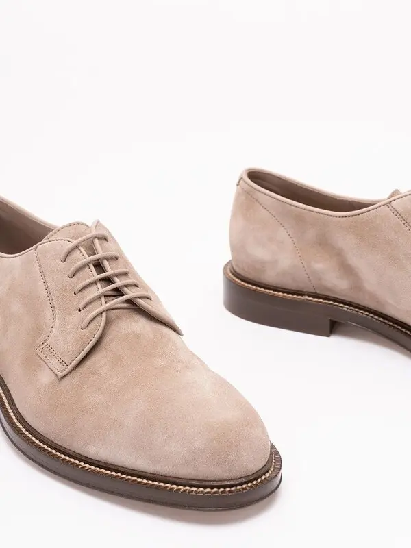 Brunello Cucinelli Derby Shoes In Calf Leather - Multicolor