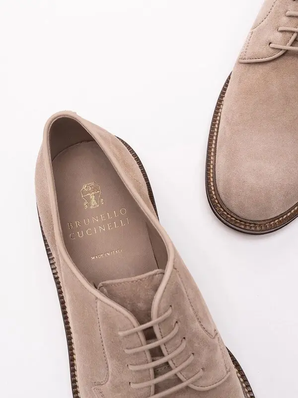 Brunello Cucinelli Derby Shoes In Calf Leather - Multicolor