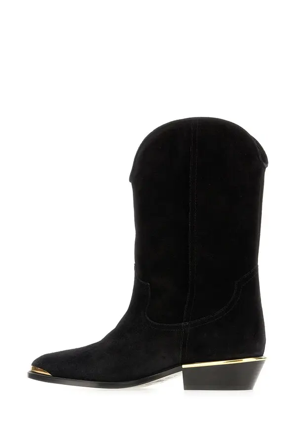 Isabel Marant Étoile Black Suede Boots With Metal Detailing - Multicolor