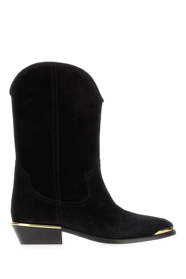 Isabel Marant Étoile Black Suede Boots With Metal Detailing - Multicolor