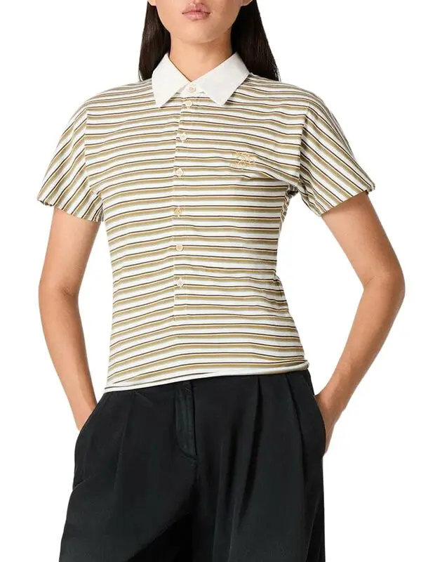 GOLDEN GOOSE Striped Jersey Polo T-shirt With Contrasting Collar - Multicolor