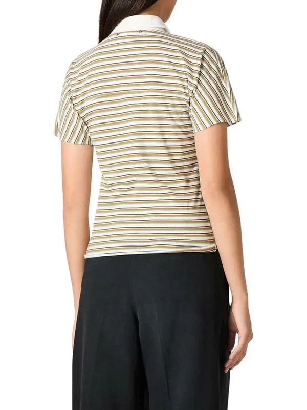 GOLDEN GOOSE Striped Jersey Polo T-shirt With Contrasting Collar - Multicolor
