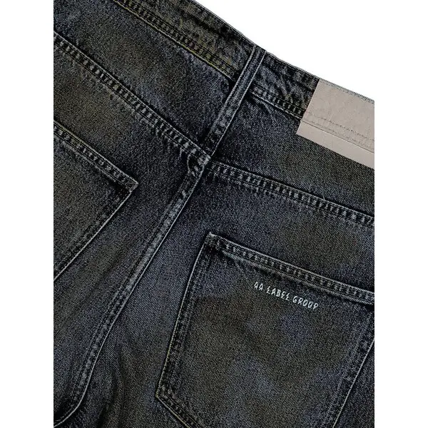 44 LABEL GROUP Denim Shorts With Frayed Hem And Lettering