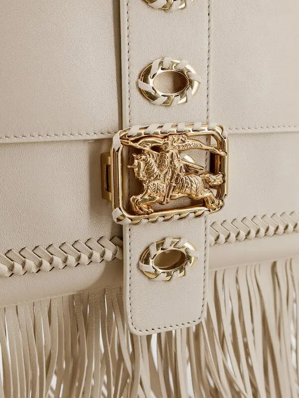 Burberry Rider Leather Handbag With Equestrian Logo Detail - Multicolor