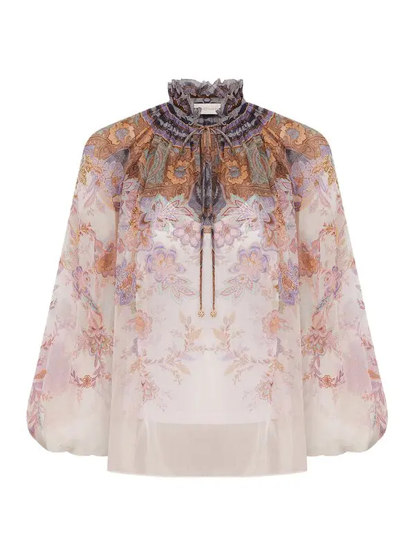 Zimmermann Luna Blouse With Puffed Sleeves - Multicolor