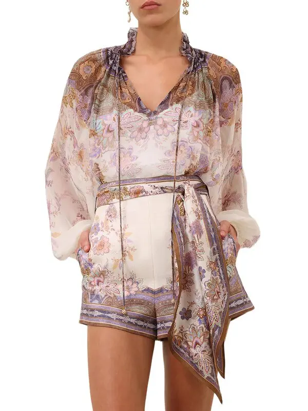 Zimmermann Luna Blouse With Puffed Sleeves - Multicolor