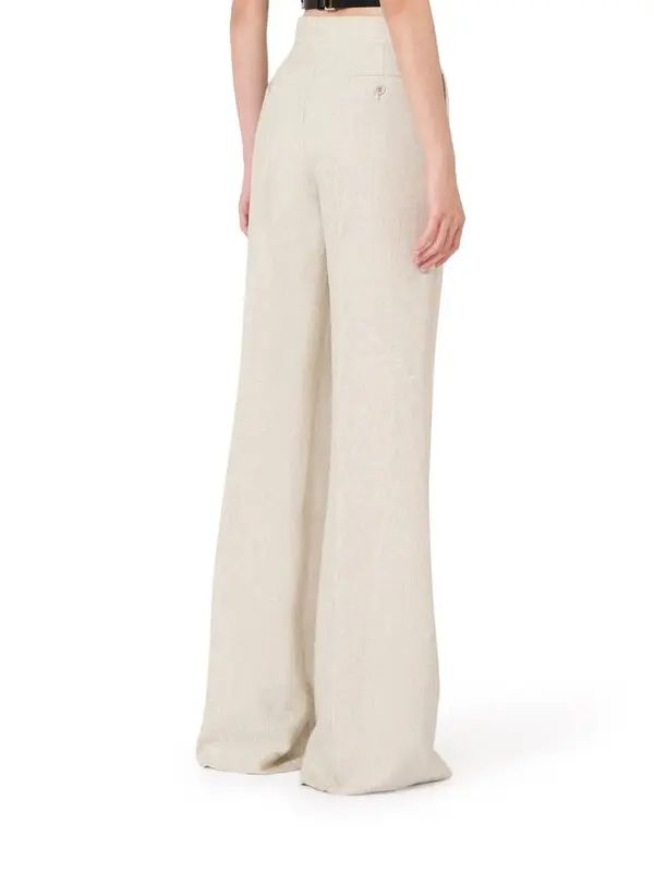 Max Mara Wide Leg Linen Drill Trousers - Multicolor