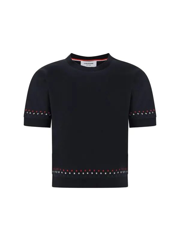 Thom Browne Snowflake Embroidered T-shirt - Black