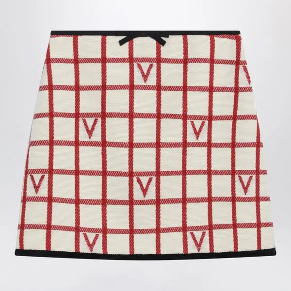 Valentino Garavani Check Vlogo Patterned Skirt - Multicolor